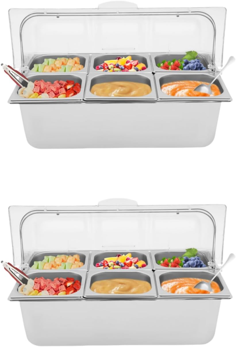 Amazon.com: 2 Set 6-Pan Commercial Cold Food Buffet Server with 6 ...