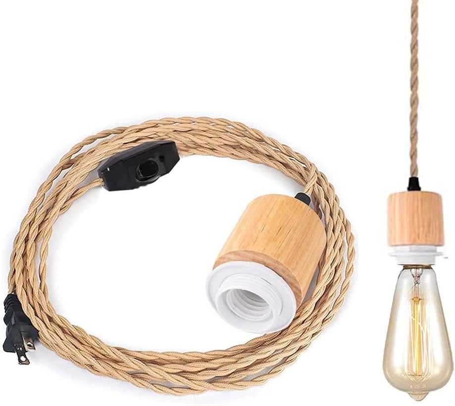 Amazon.com: Wood Pendant Light Cord - Easric Vintage 16.4FT Hanging ...