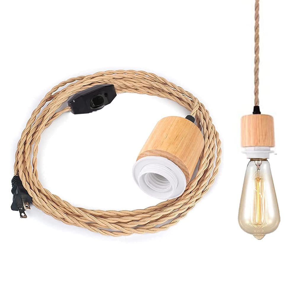 Wood Pendant Light Cord - Easric Vintage 16.4FT Hanging Lights with ...