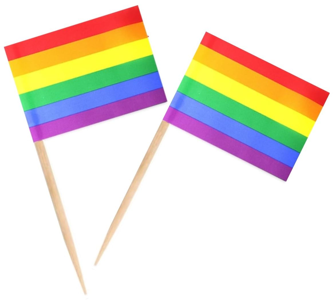 Snapklik.com : JAVD 100 Pcs Pride Rainbow Flag Rainbow Toothpick Flags