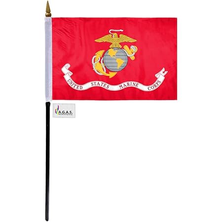 Amazon.com : United States Marine Corps Flag On Stick 4" x 6" : Outdoor ...