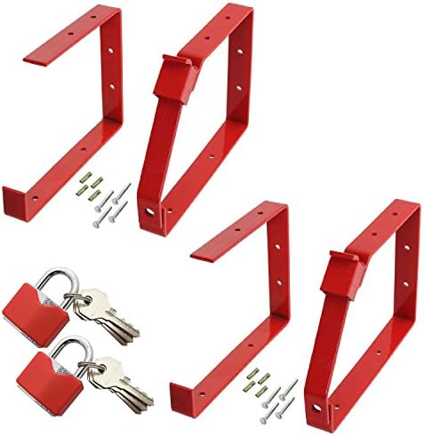 Spares2go Universal Lockable Wall Ladder Storage Rack Brackets (Red ...
