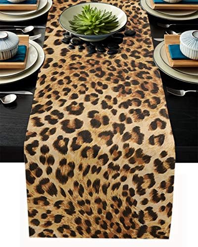 Amazon.com: Leopard Print Table Runner-Cotton Linen-Long 72 inche ...