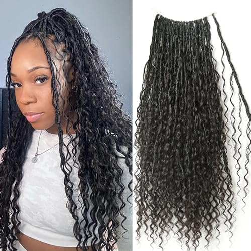 Amazon.com : Crochet Boho Locs with Human Hair Curls Pre-looped Goddess ...