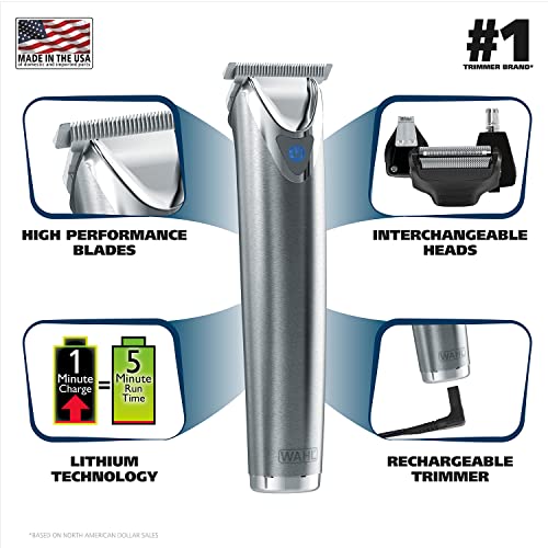 Wahl Stainless Steel Lithium Ion 2.0+ Beard Trimmer for Men – Electric ...
