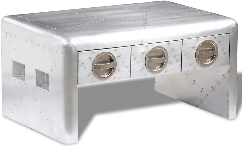Amazon.com: vidaXL Aviator Coffee Table 3 Drawers Vintage Aircraft ...