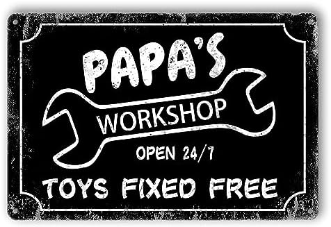 Amazon.com: Papa's Vintage Dad's Workshop Sign - Resilient Metal Garage ...