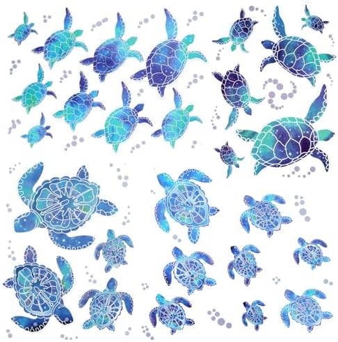 Amazon.com: Sea Turtle Wall Decor - 12PCS Stickers for Ocean Bathroom ...