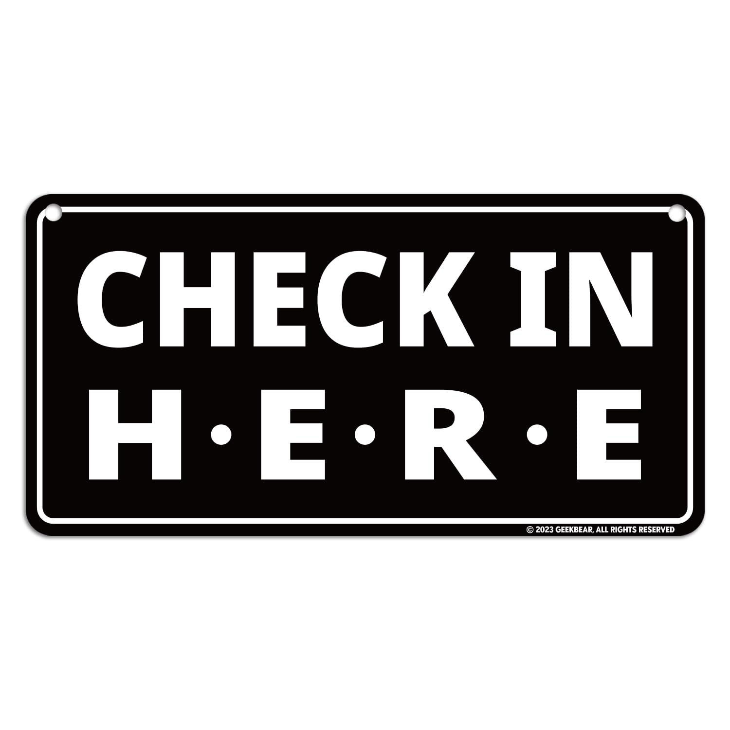 Amazon.com: GEEKBEAR Check In Here Sign Hanging from Ceiling - 12 x 6 ...