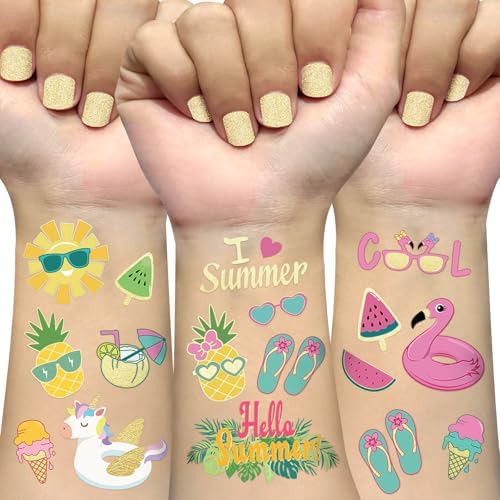 Amazon.com : Ovasorve Summer Pool Party Temporary Tattoos for Kids ...