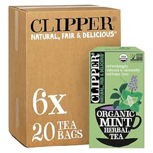 Amazon.com : Clipper Organic Mint Herbal Tea, Caffeine Free, Non GMO, 1 ...