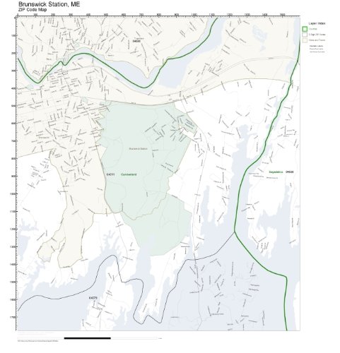 ZIP Code Wall Map of Brunswick Station, ME ZIP Code Map Not Laminated ...