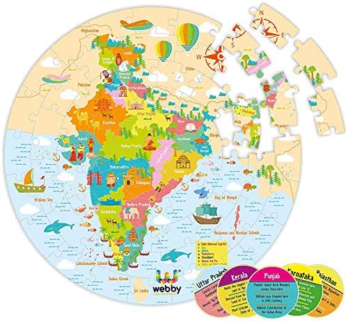 Buy Webby Amazing India Map Jigsaw Floor Puzzle 60 Pcs with 4 Double ...
