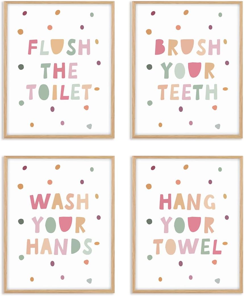 Amazon.com: Boat Wades Boho Bathroom Poster Set - Hang Your Towel ...
