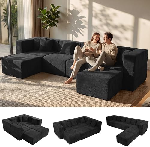 Amazon.com: MONVANE 130'' Boneless Sectional Couches for Living Room, 6 ...