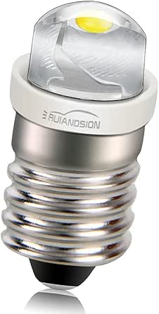 Ruiandsion 1 lâmpada de LED E10 CC 5-24V 0,5W 6000K lâmpada LED branca ...