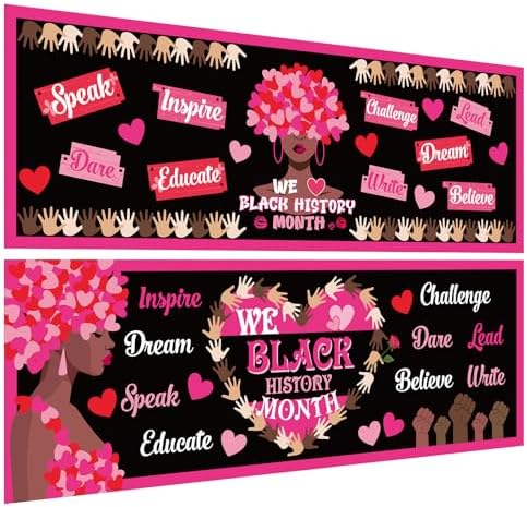 Amazon.com: Feifeiya 2 Pcs Black History Month Valentine's Day Banner ...