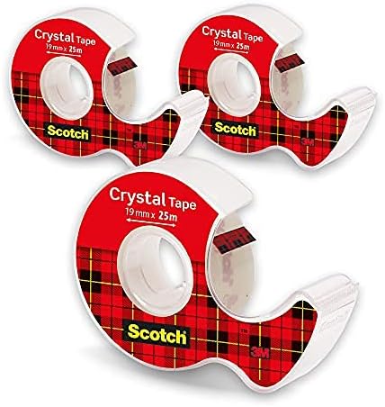 Scotch Crystal Clear Tape, 1 Roll 19 mm x 25 m + Handheld 1 piece ...