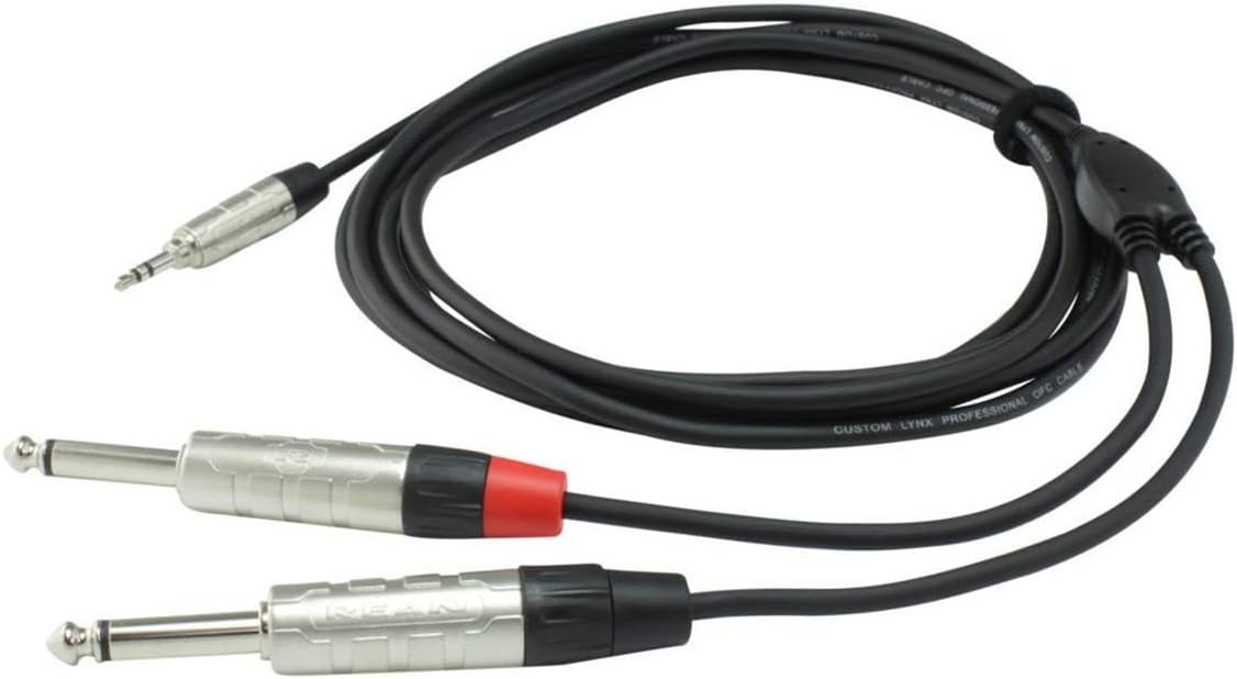 Mini Jack to Twin Jack Laptop Lead -3.5 Stereo Jack to 2 x 1/4" Mono ...