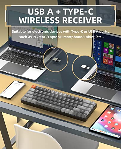 MAGIC-REFINER RK68 Wireless Mechanical Keyboard, 60% Percent Gaming ...