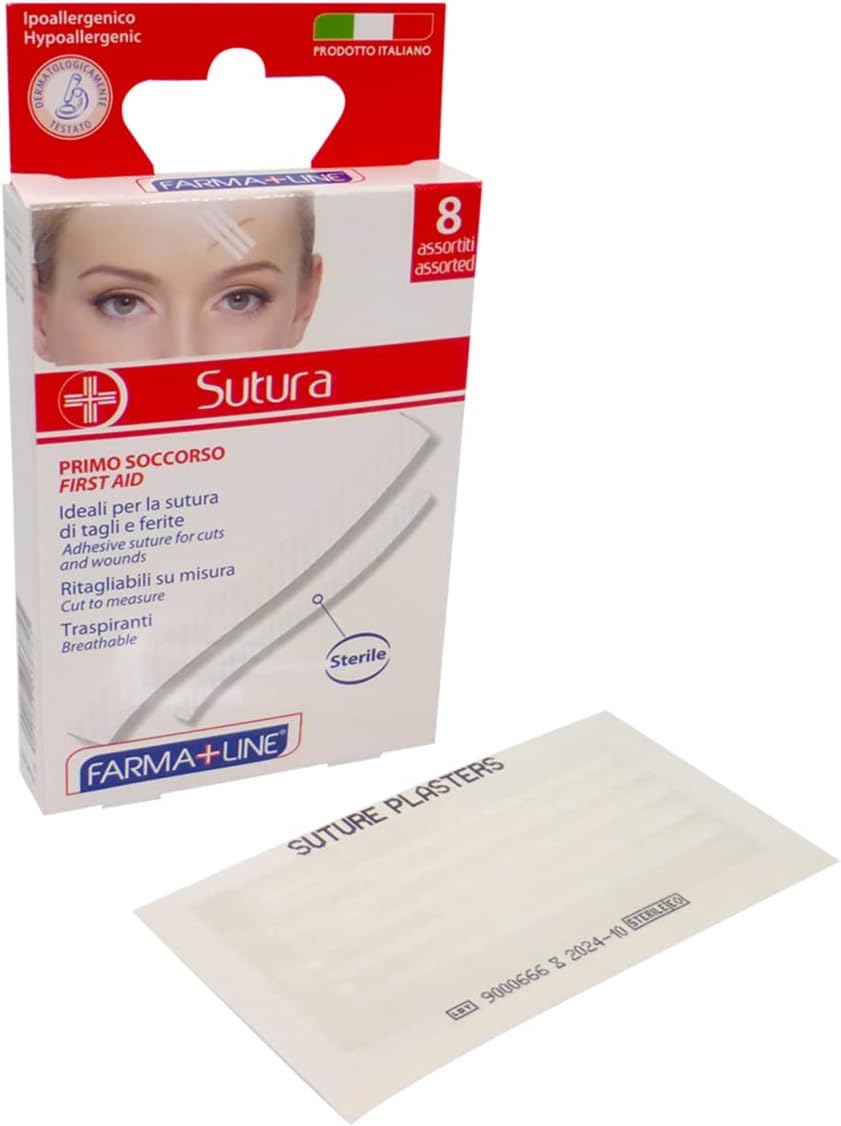 Cleanic Cerotti per suture, 8 pz, 3x75mm e 6,4x80mm, Ipoallergenici ...