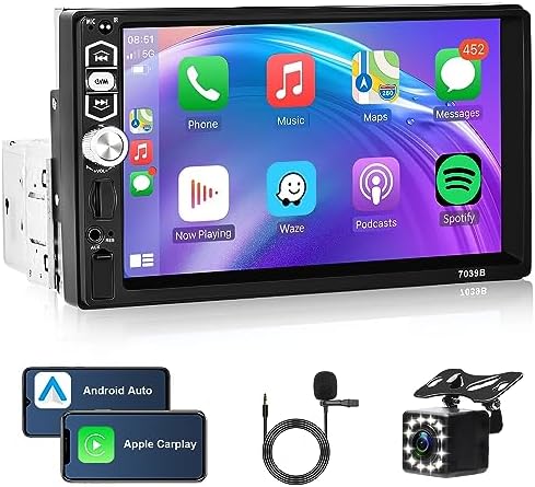 Car Radio Single Din Car Stereo Wireless Carplay Android Auto, Rimoody ...