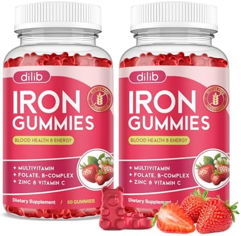 Amazon.com: 2 Pack Iron Gummies with Multivitamin, Iron Supplement for Women & Men with Zinc ...