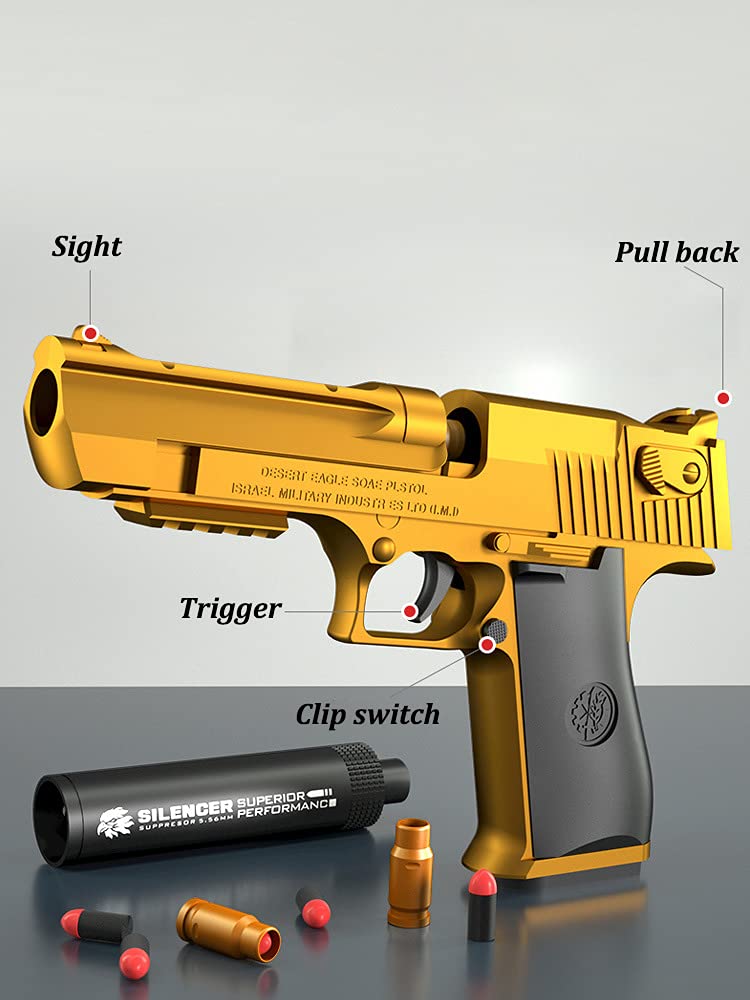 DKKDD Shell Ejection Soft Bullet Toy Gun, Safety Soft Bullet not Harm ...