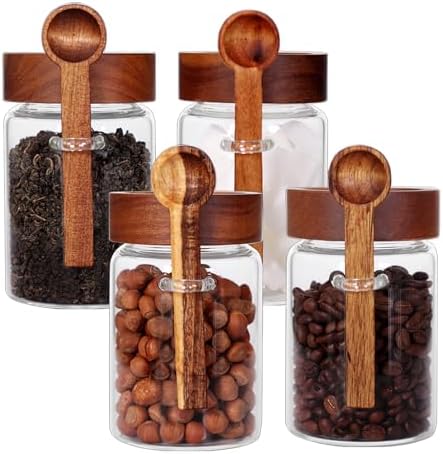 SAIOOL Loose Leaf Tea Storage Canister Set, 4 Pieces 16 OZ Glass Tea ...