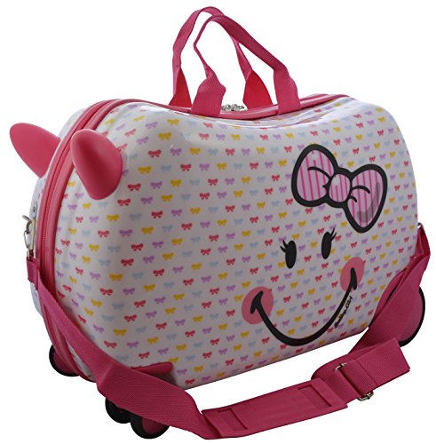 Smiley Emoji Kids CarryOn Luggage 20" Ride-On Suitcase w/ Bonus ...