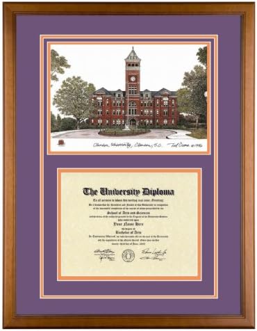 CLEMSON UNIVERSITY Diploma Frame with Artwork in Classic Walnut Frame ...