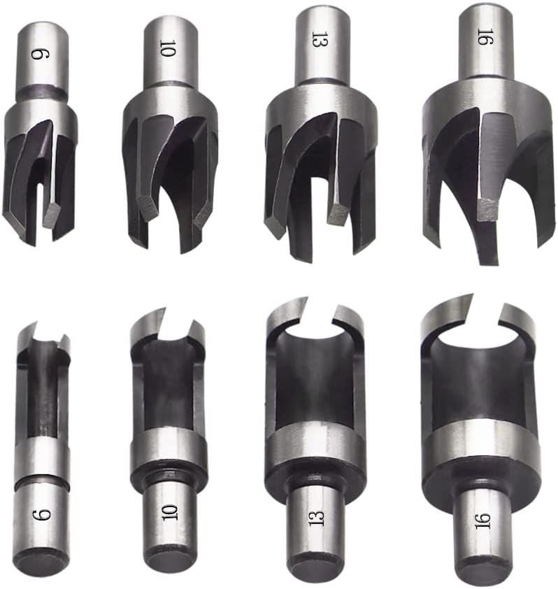 8 PC WOOD PLUG CUTTER CUTTING TOOL DRILL BIT SET STRAIGHT AND TAPERED ...