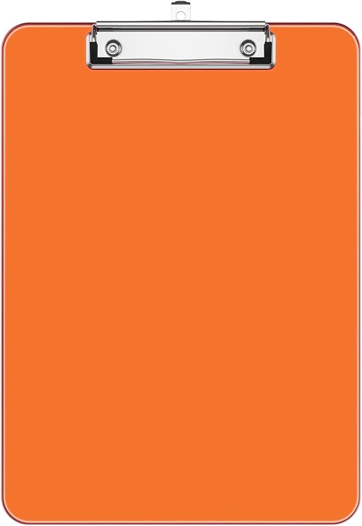 Hnogri Plastic Clipboards, Orange Clip Board Standard A4 Letter Size ...