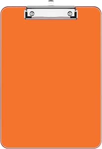 Hnogri Plastic Clipboards, Orange Clip Board Standard A4 Letter Size ...