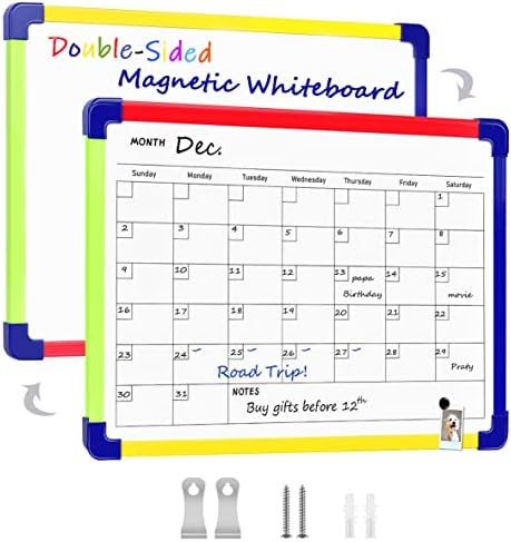 Umtiti Double-Sided Magnetic Dry Erase Colored Frame White Board ...