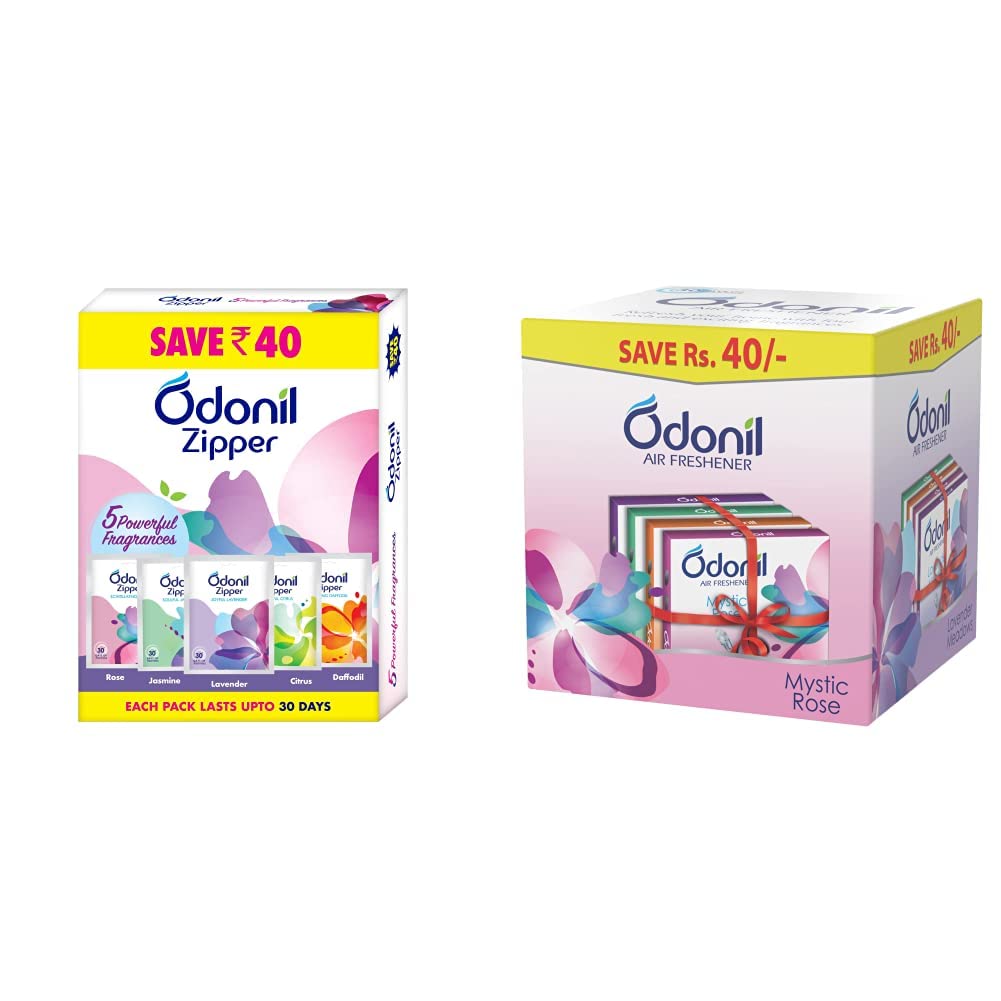 Odonil Bathroom Air Freshener Zipper Mix - 50Gm (10Gm X 5) & Odonil ...