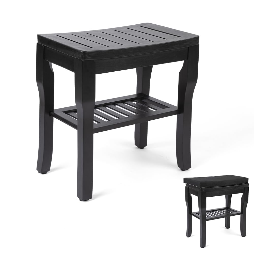 Amazon.com: StrongTek Bamboo Shower Bench Seat with Cushion, Shower ...
