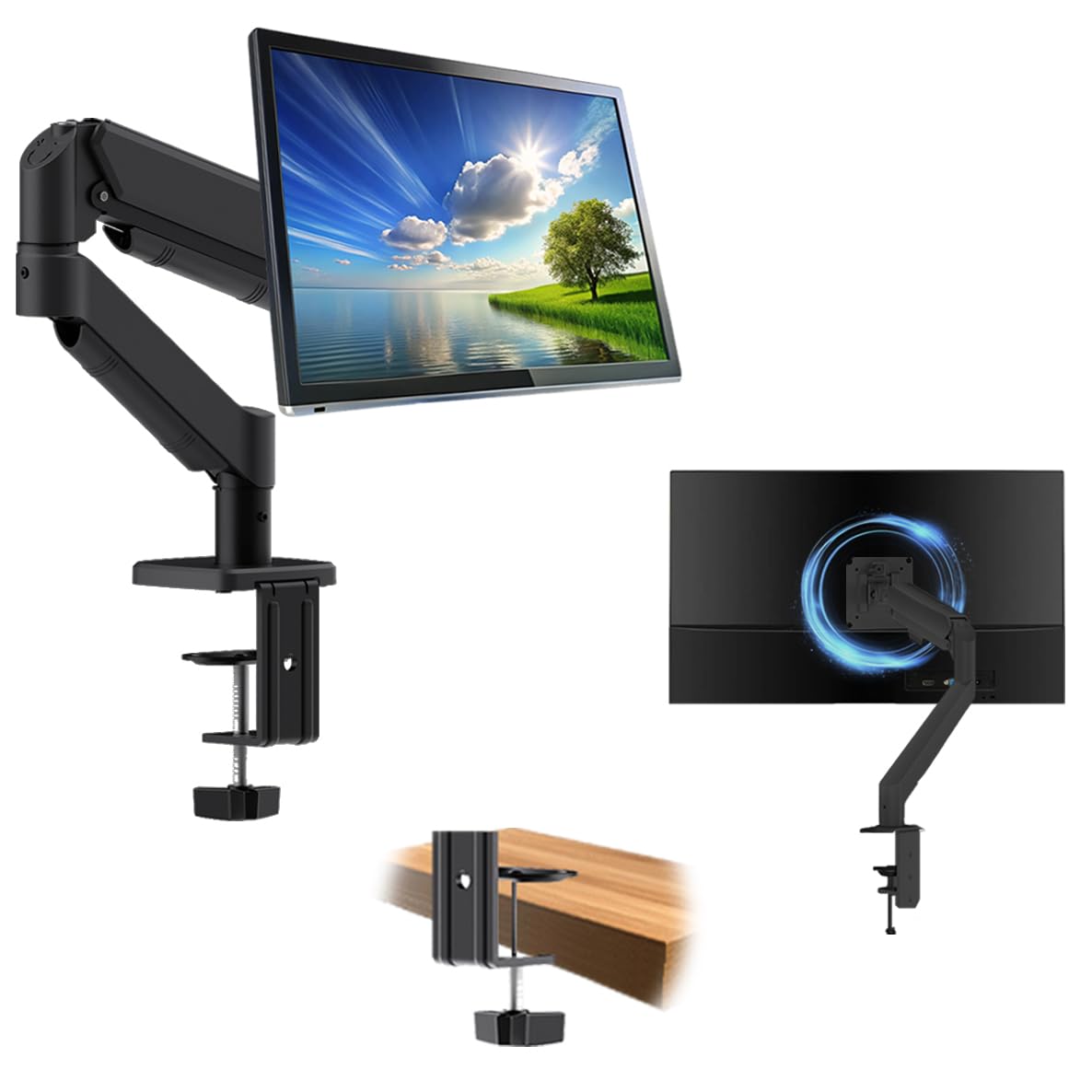 BigPassport Monitor Arm Stand with Gas Spring, VESA Mount Aluminium ...