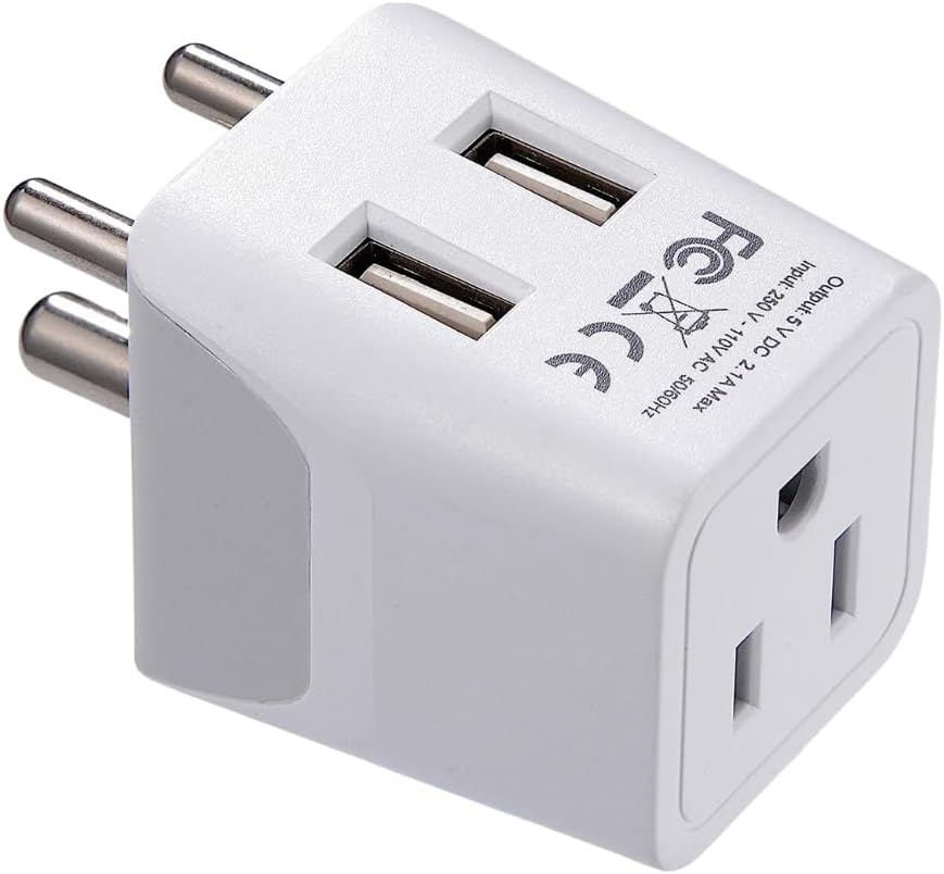 Amazon.com: TESSAN US to India Plug Adapter, India Power Adapter with 4 ...