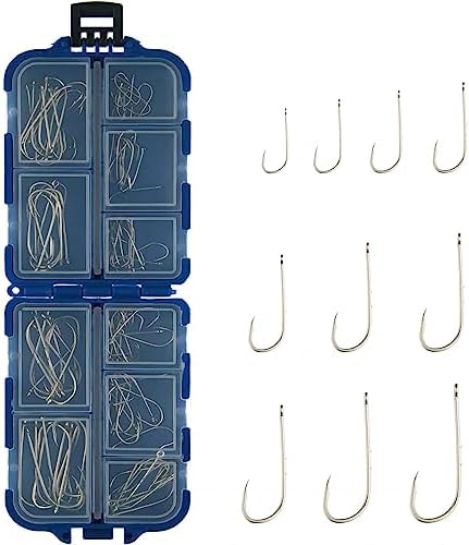 Sunkizzrs® 100Pcs High Carbon Steel Double Barb Fishing Hooks Carp Single Fish Hook Set Fly ...