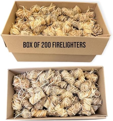 Natural Firelighters for wood burners, 200 Fire lighters log burner ...