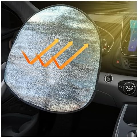 Amazon.com: Car Sun Shade for Car Steering Wheel Cover,Effective ...