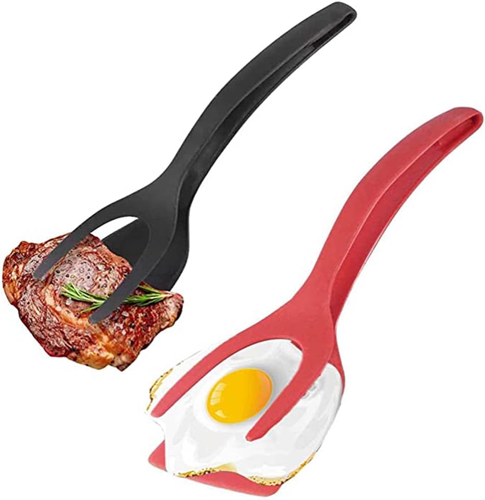 Amazon.com: 2 In 1 Tongs Grip and Flip Spatula, Fried Egg Spatula ...