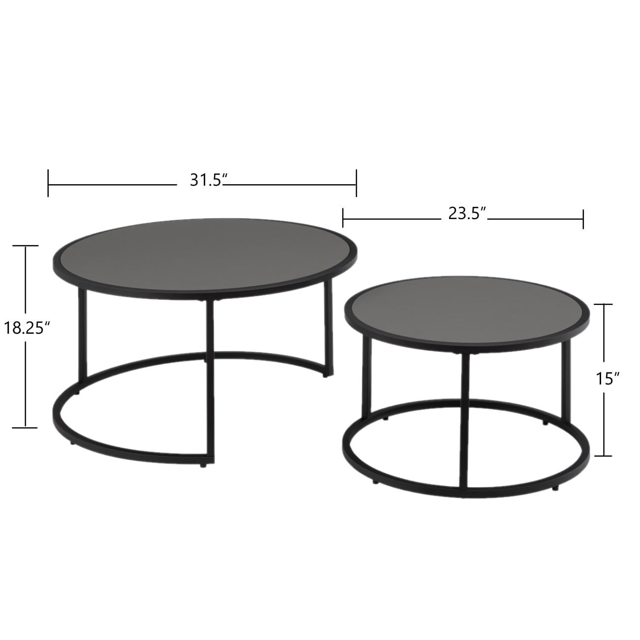 Snapklik.com : 24KF Modern Faux Leather Nesting Round Coffee Table