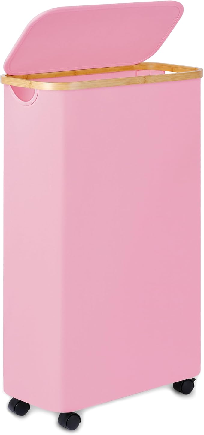 Amazon.com: Merkisa 60L Slim Laundry Basket with Wheels,Narrow Hampers ...