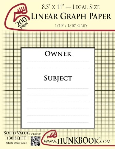 Linear Graph Paper, 1/10" grid (UCL0L-200 pages): Legal Size: Hunkbook ...