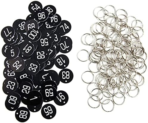 Sourcemall Plastic ID Number Tags Key Tags with Key Rings (101-200, Red ...