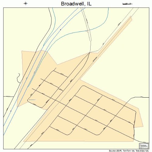 Large Street & Road Map of Broadwell, Illinois IL - Printed poster size ...