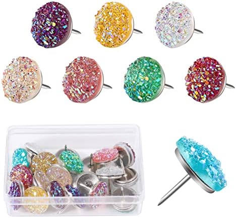 Amazon.com: 30pcs Shiny Diamond Push Pins, Glitter Rhinestone Push Pins ...