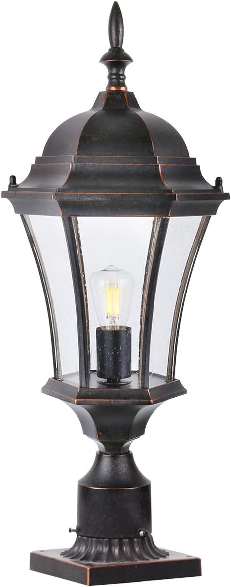 GOALPLUS 24" Large Outdoor Post Light with 3'' Pier Mount Cast Aluminum ...